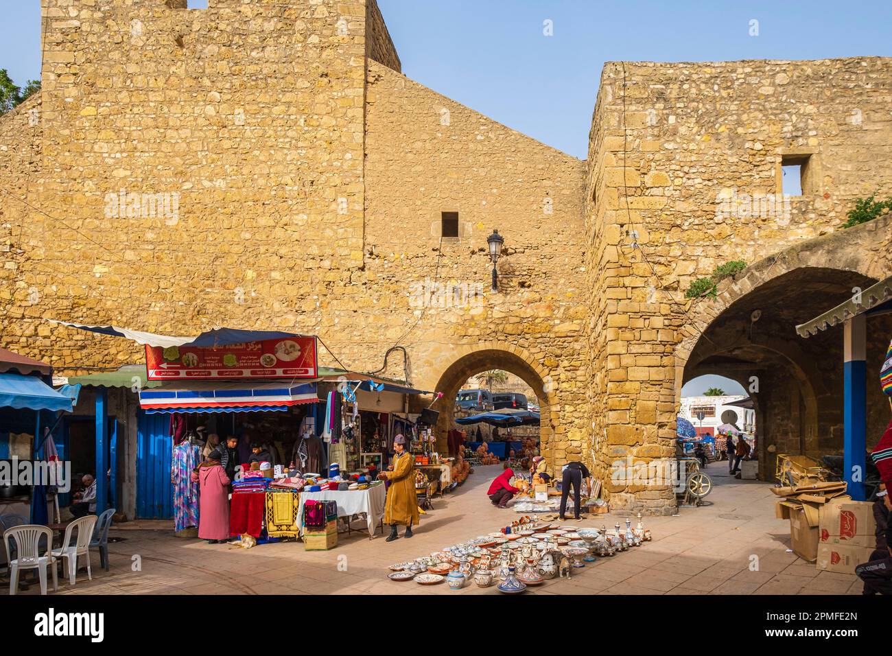 Morocco, Safi, the ramparts of the medina and Bab Chaaba gate Stock ...