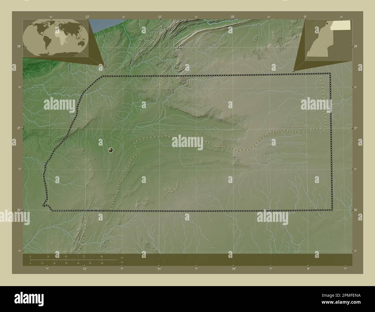 Es Semara, province of Western Sahara. Elevation map colored in wiki ...