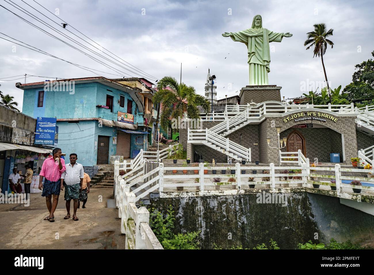 India, Kerala, Vizhinjam fishing harbour and its fishermen's village ...