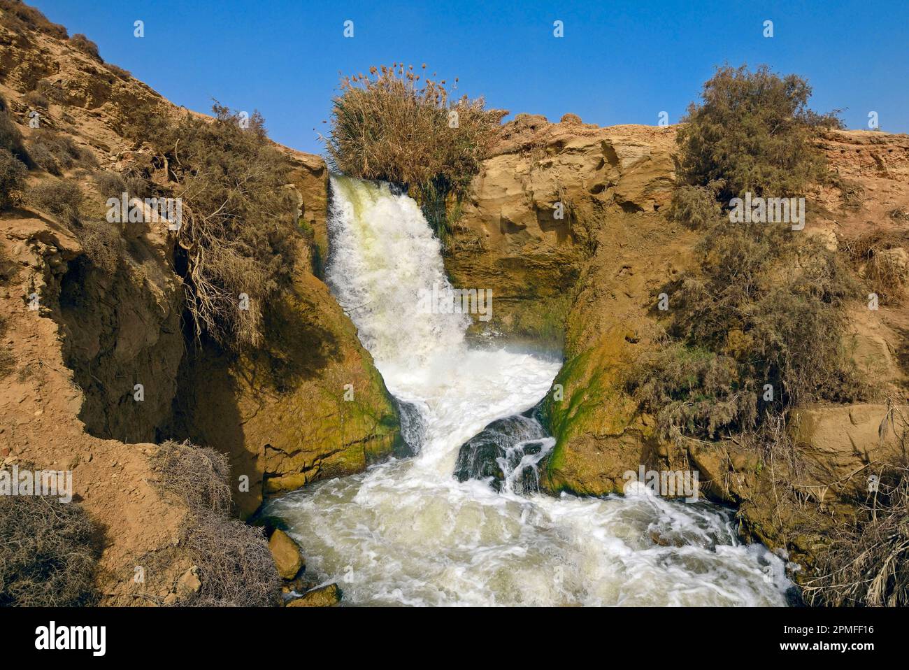 Egypt, Fayoum area, Wadi El Rayan protected area, waterfalls Stock ...