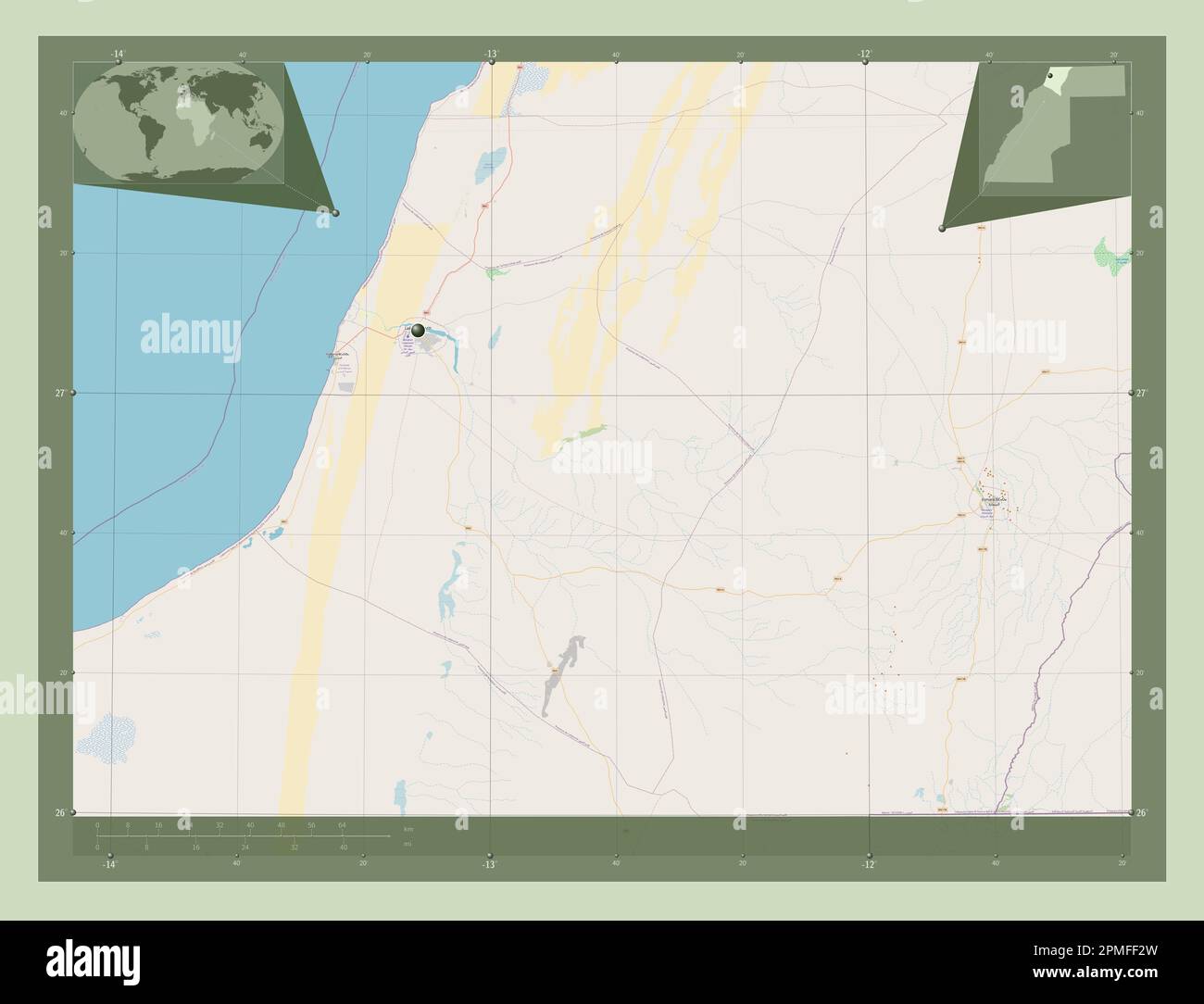 Laayoune-Sakia El Hamra, province of Western Sahara. Open Street Map ...