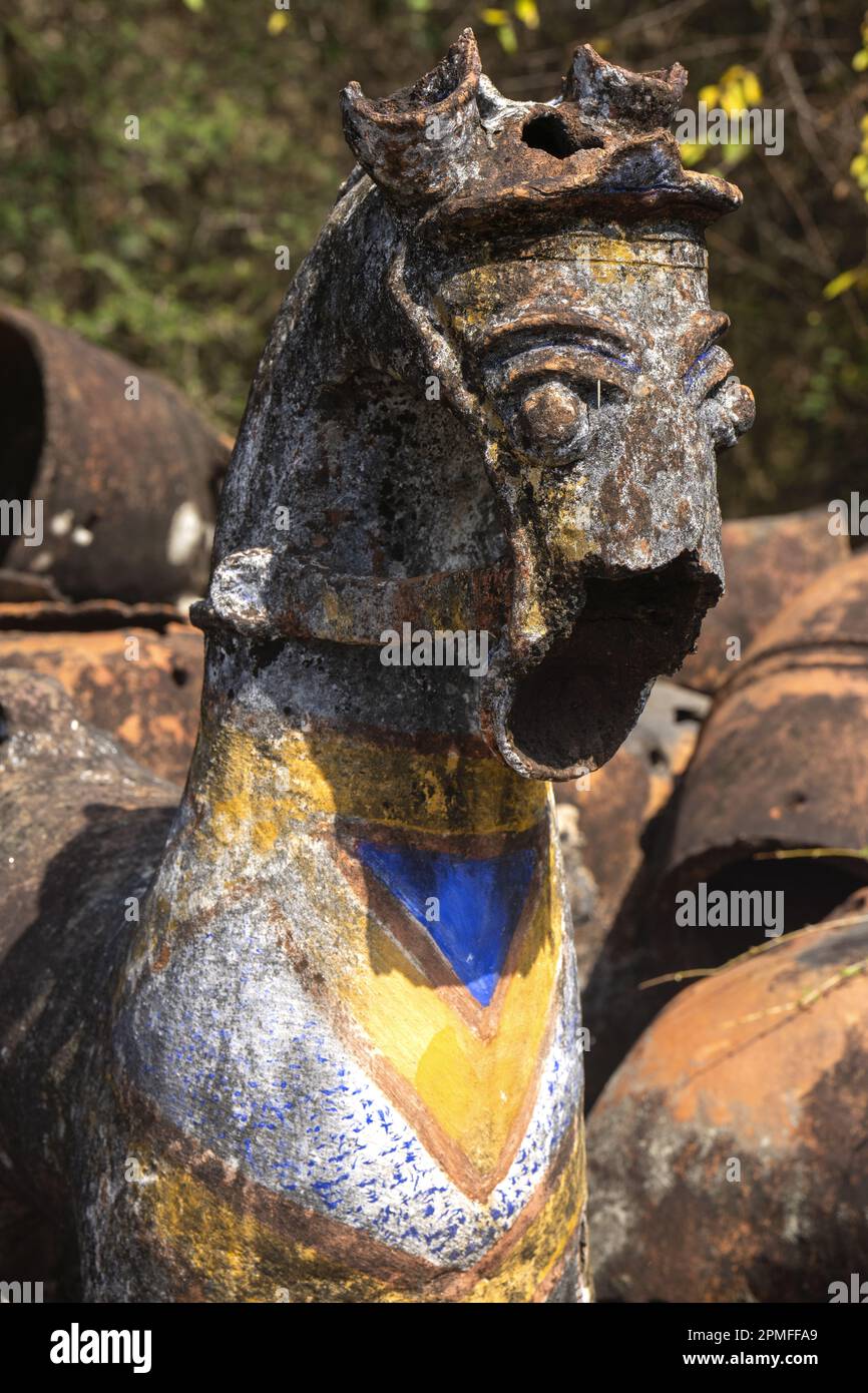 India, Tamil Nadu, Chettinad, Horse Temple Ayanar Kanadukathan Stock ...