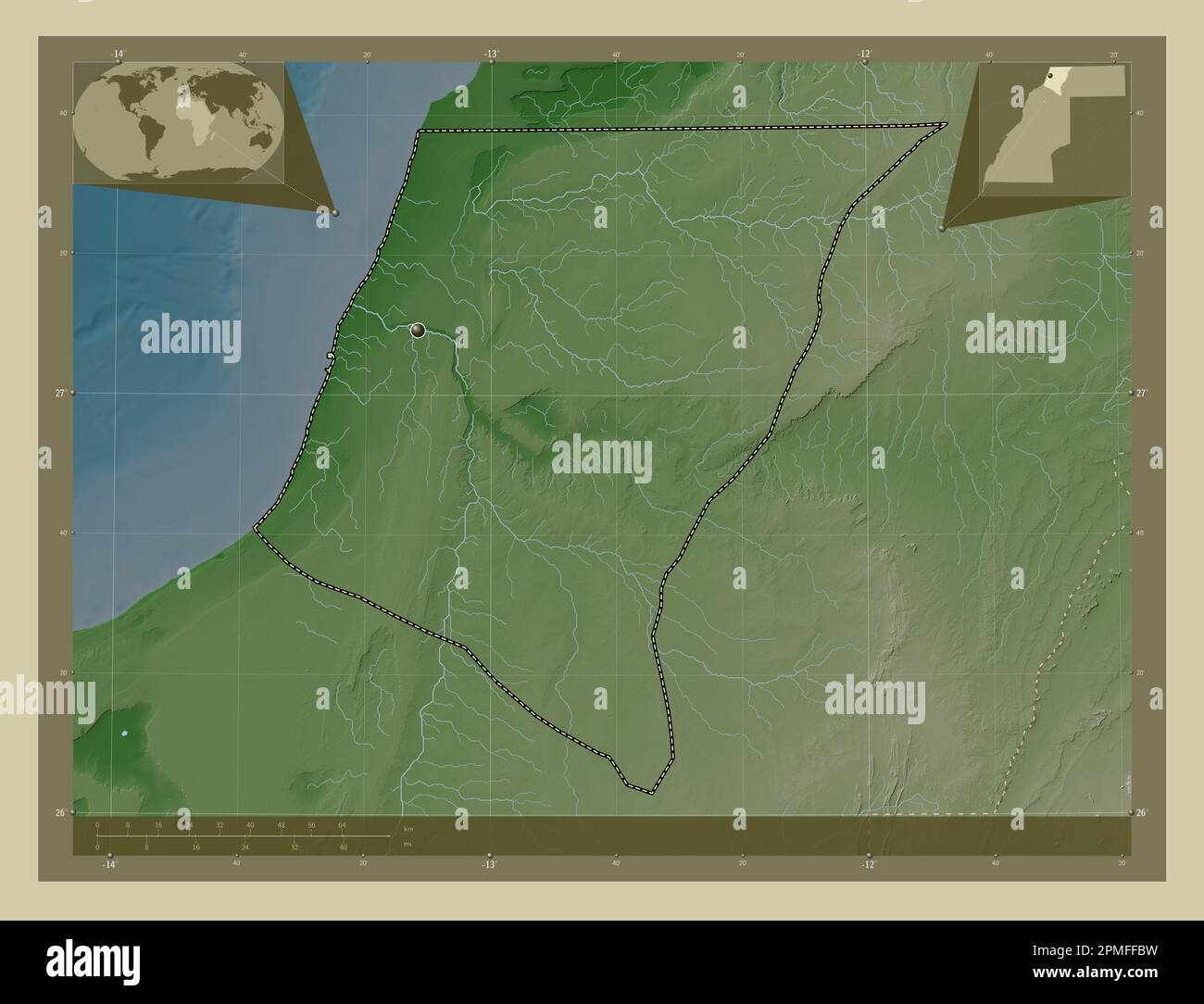 Laayoune-Sakia El Hamra, province of Western Sahara. Elevation map ...