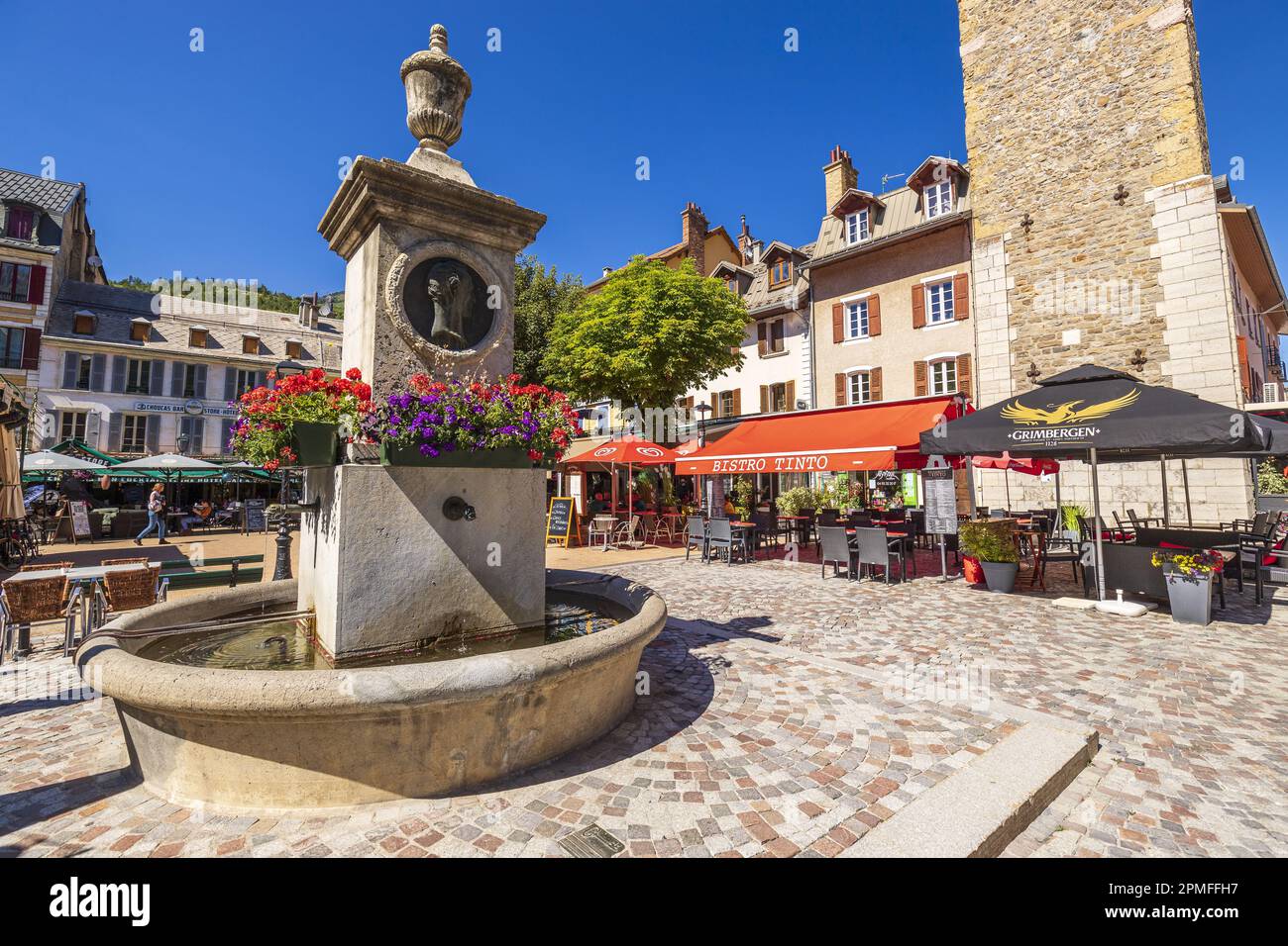 France, Alpes-de-Haute-Provence, Ubaye valley, Barcelonnette, Fontaine ...