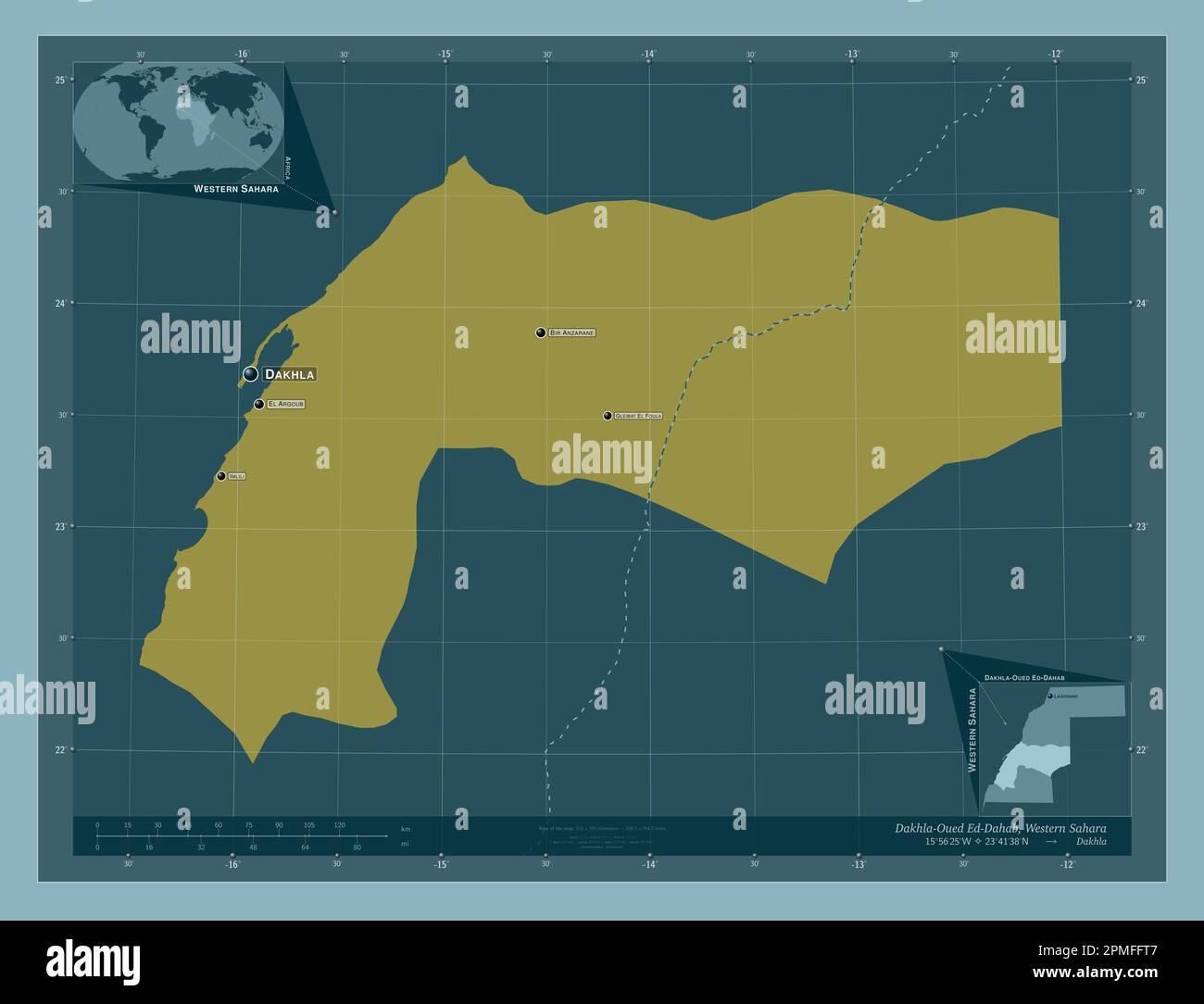 Dakhla-Oued Ed-Dahab, province of Western Sahara. Solid color shape ...