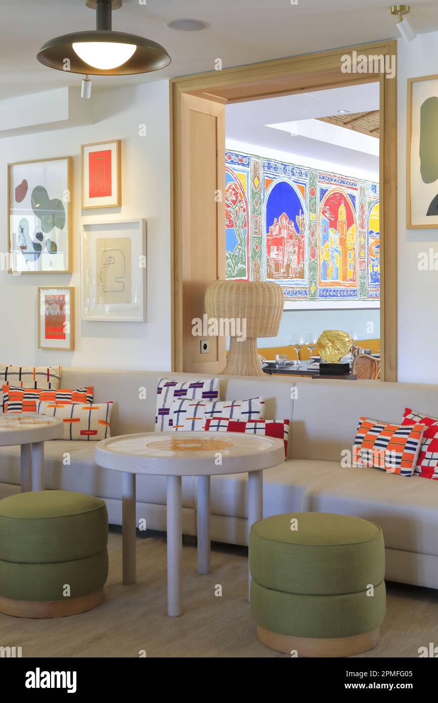 France, Var, Saint Tropez, Hotel Lou Pinet decorated by interior ...