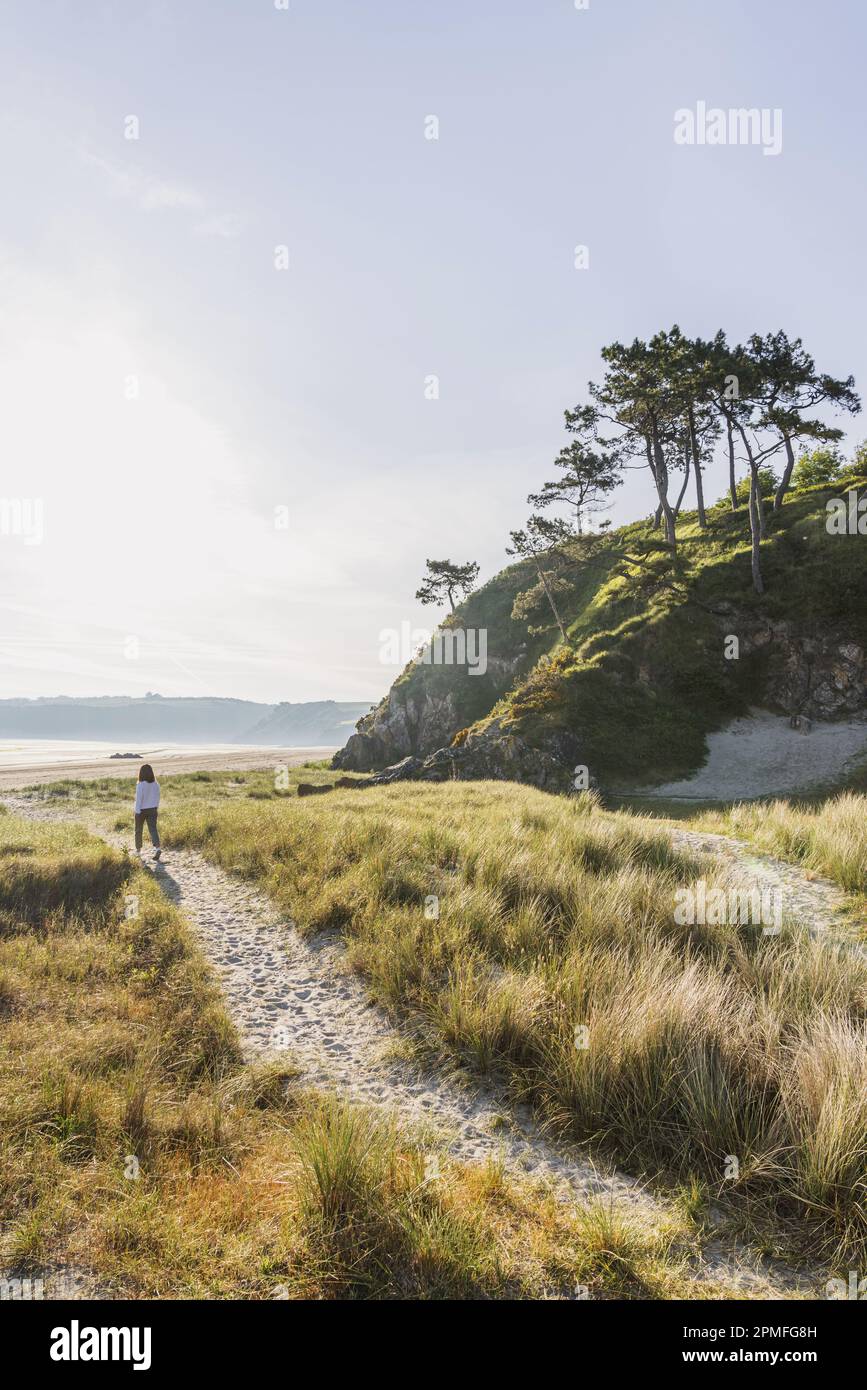 France, Cotes d'Armor, Hillion, beach and dunes of Bon Abri Stock Photo ...