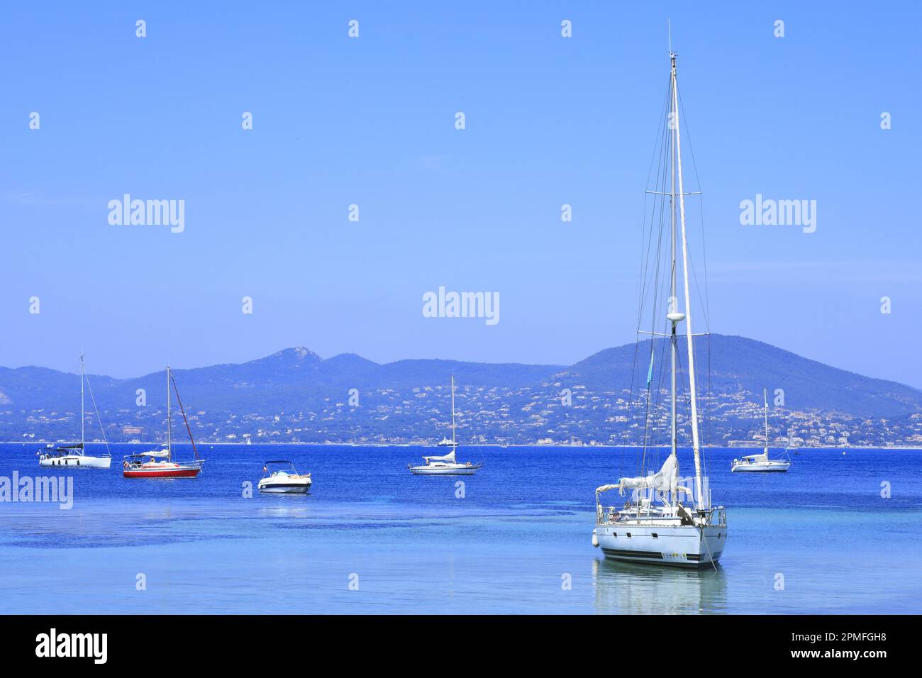 France, Var, Saint Tropez, Canoubiers beach, bay of Canebiers with ...