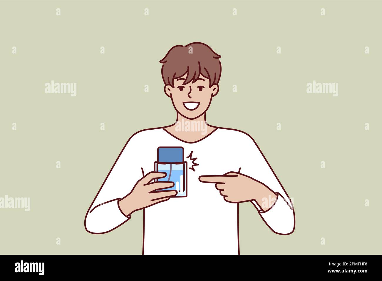 Cartoon Boy Putting On Deodorant