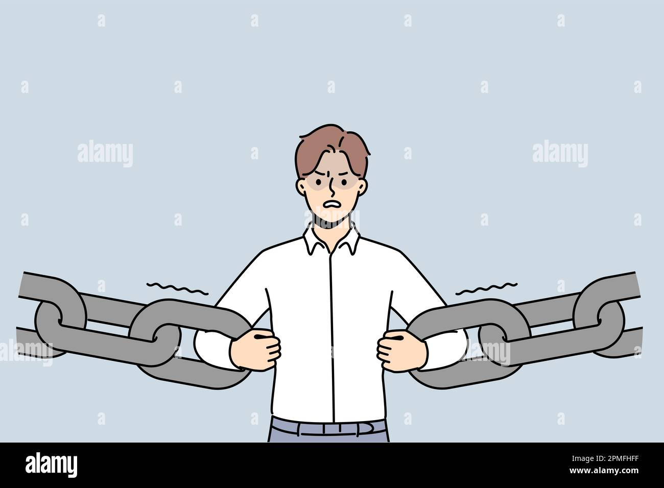 Confident decisive businessman break chain get free from credit or bank ... Confident decisive businessman break chain get free from credit or bank ...