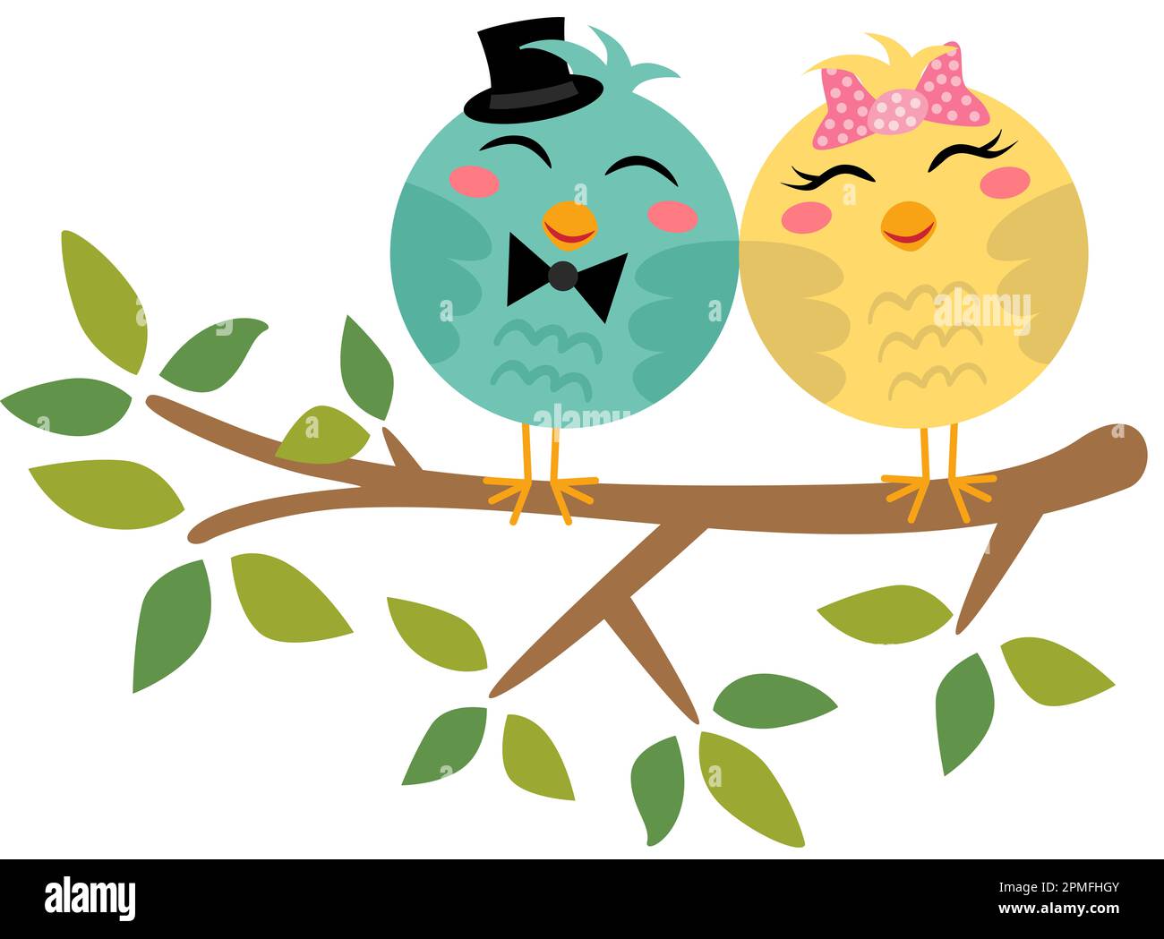 Funny birds on tree Cut Out Stock Images & Pictures - Alamy