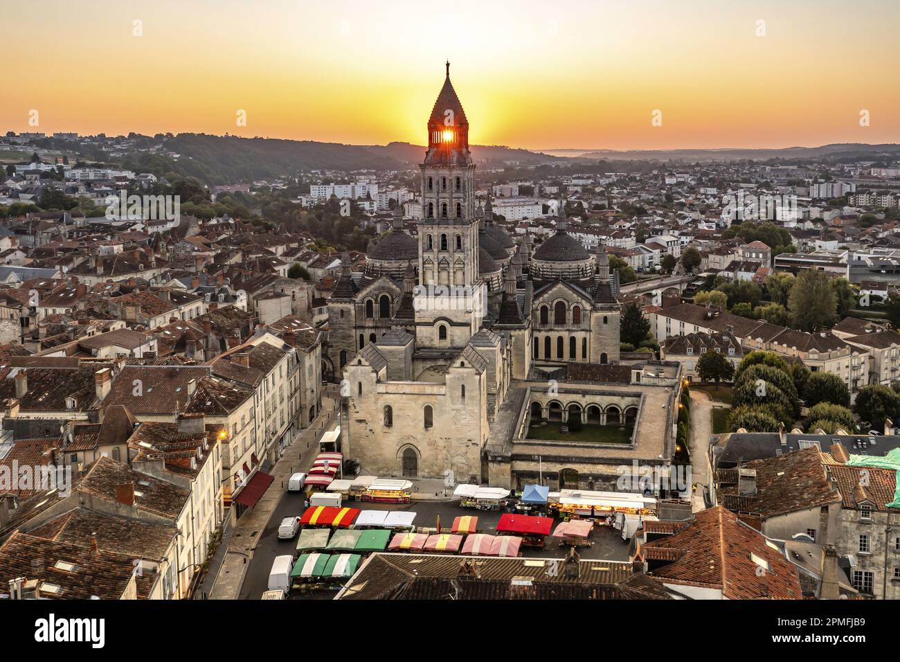 France, Dordogne, White Perigord, Perigueux, the St Front cathedral ...
