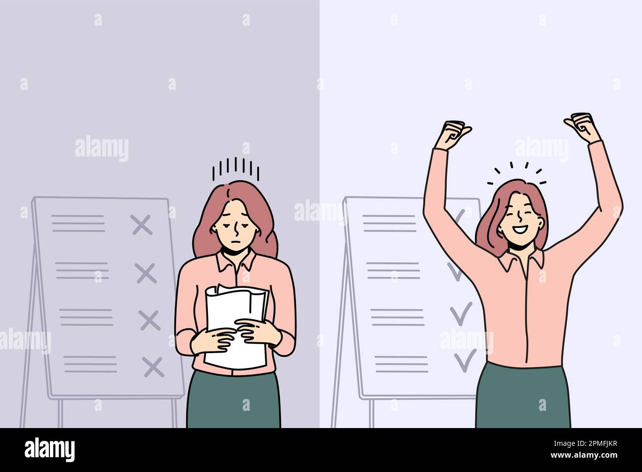 Comparison of woman with unfinished and finished work tasks. Failed and ...