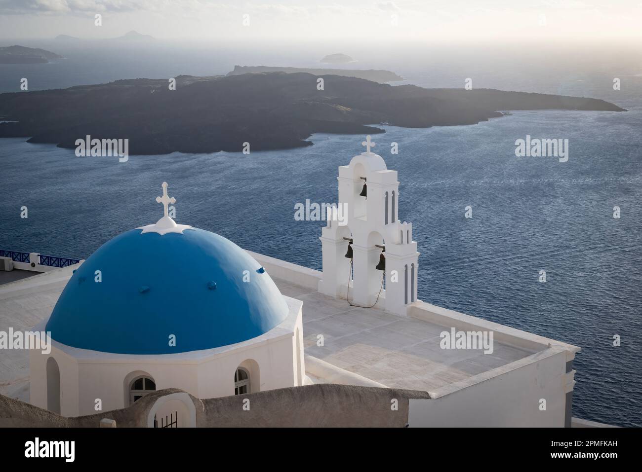 Three Bells and Church in Fira, Santorini, Greece Stock Photo - Alamy