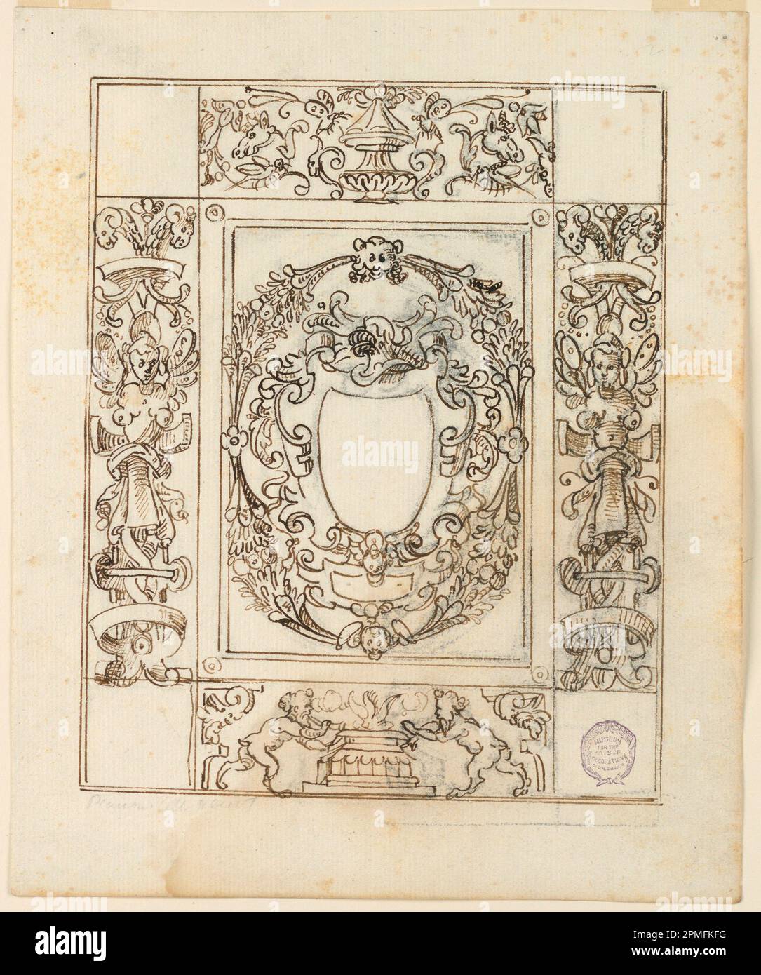 Drawing, Grotesque Design; Italy; charcoal, pen and ink on paper Stock ...