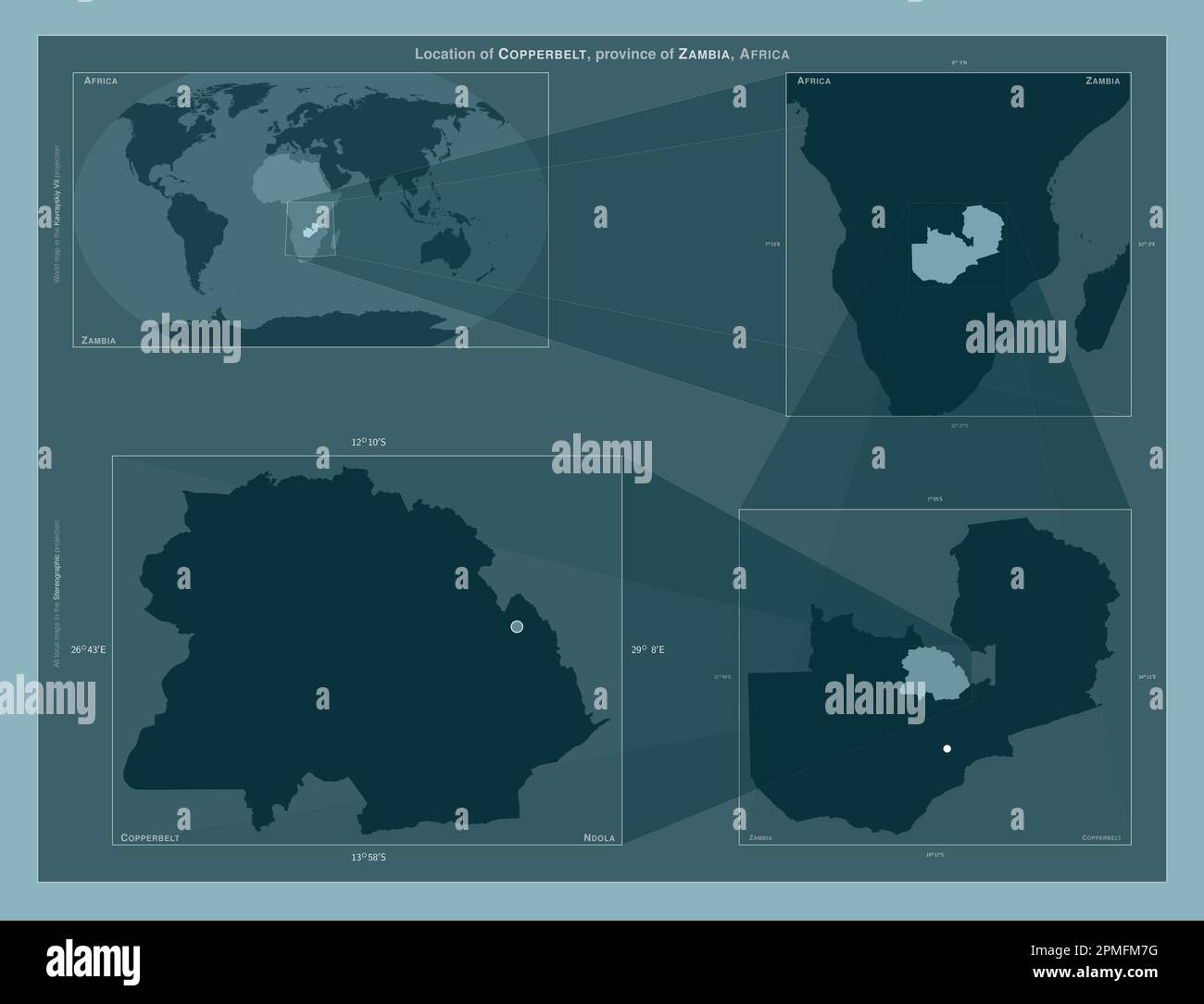 Copperbelt, province of Zambia. Diagram showing the location of the ...