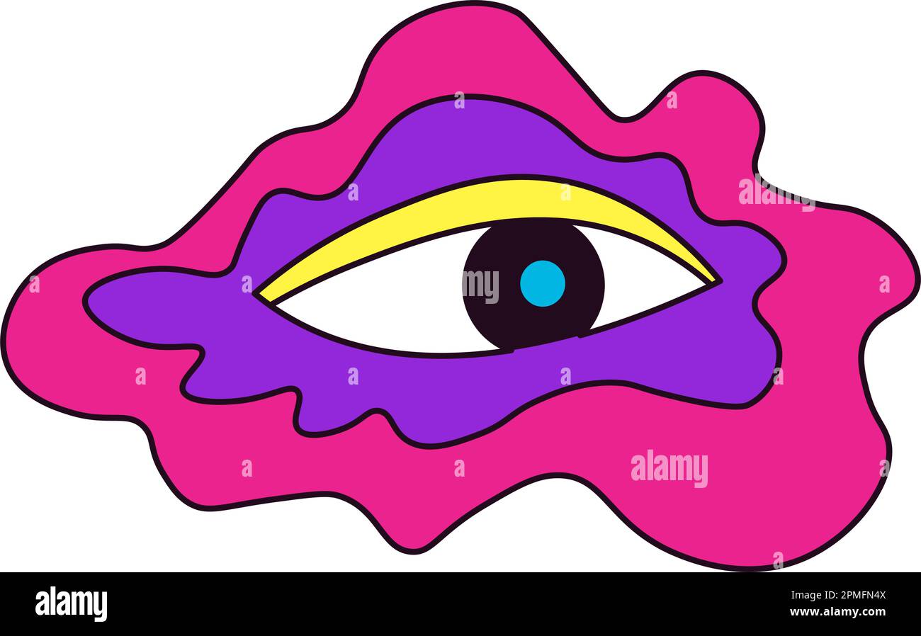 Eye character part, isolated personage with scribbles. Childish nursery ...