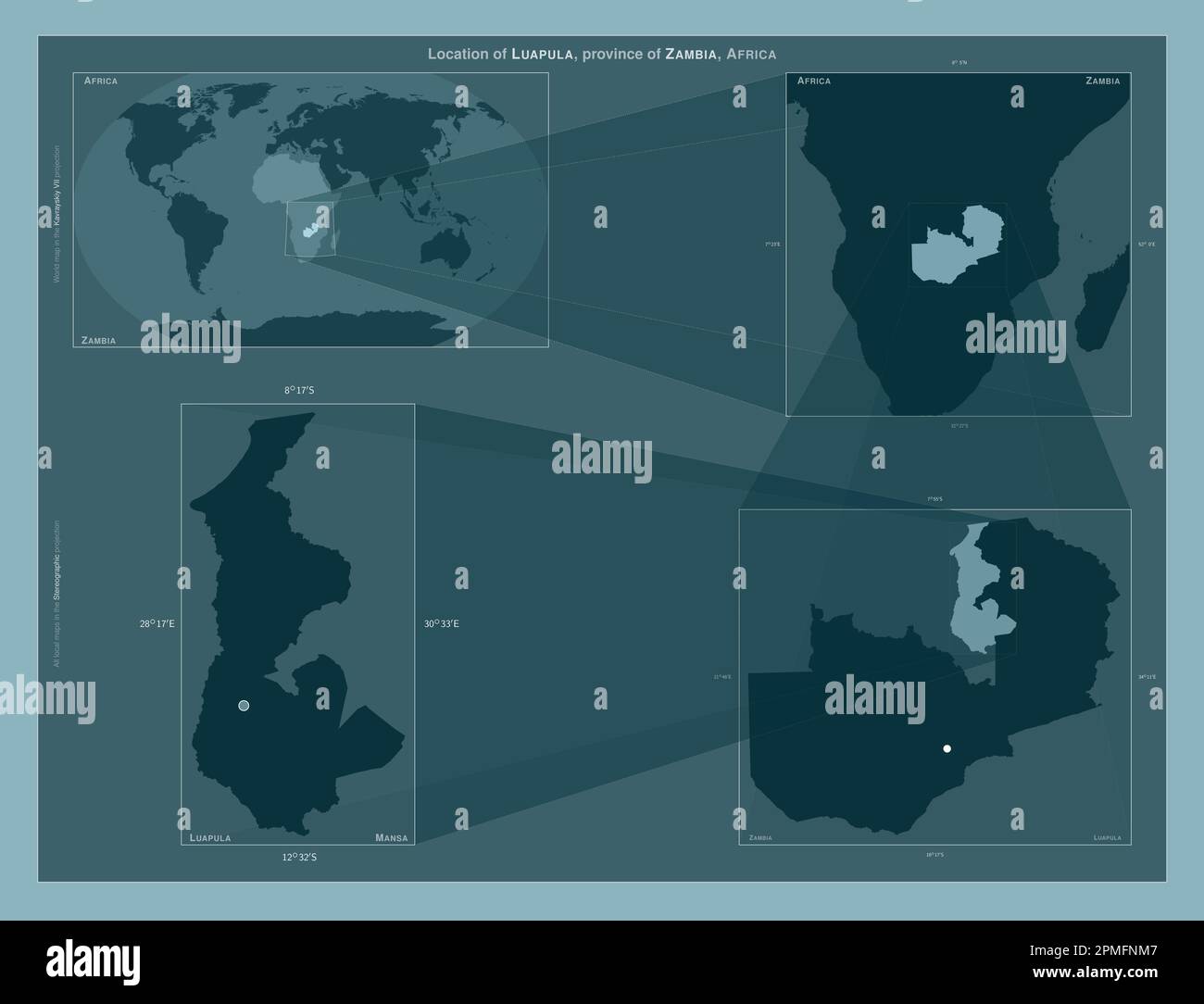 Luapula, province of Zambia. Diagram showing the location of the region ...