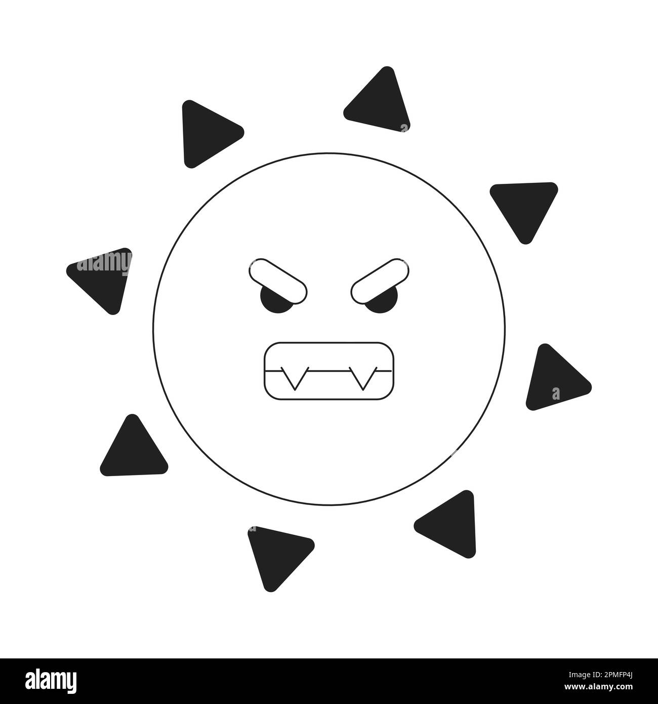 Dangerous summer sun monochromatic flat vector character Stock Vector ...