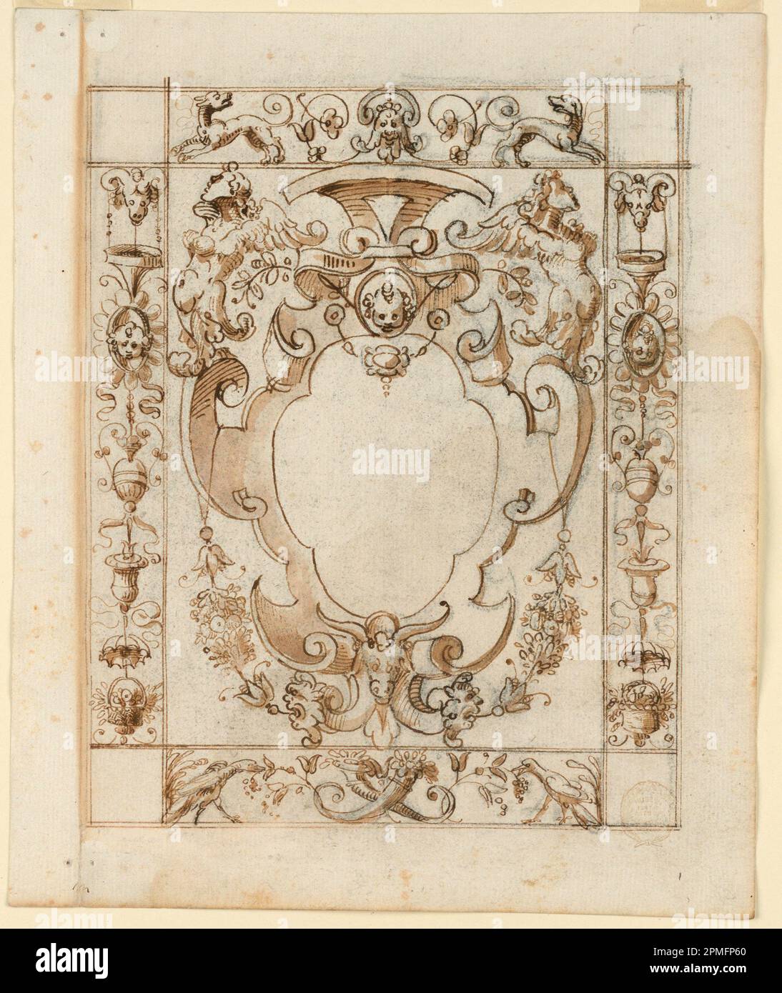 Drawing, Grotesque Design; Italy; charcoal, pen and ink, brush and ...