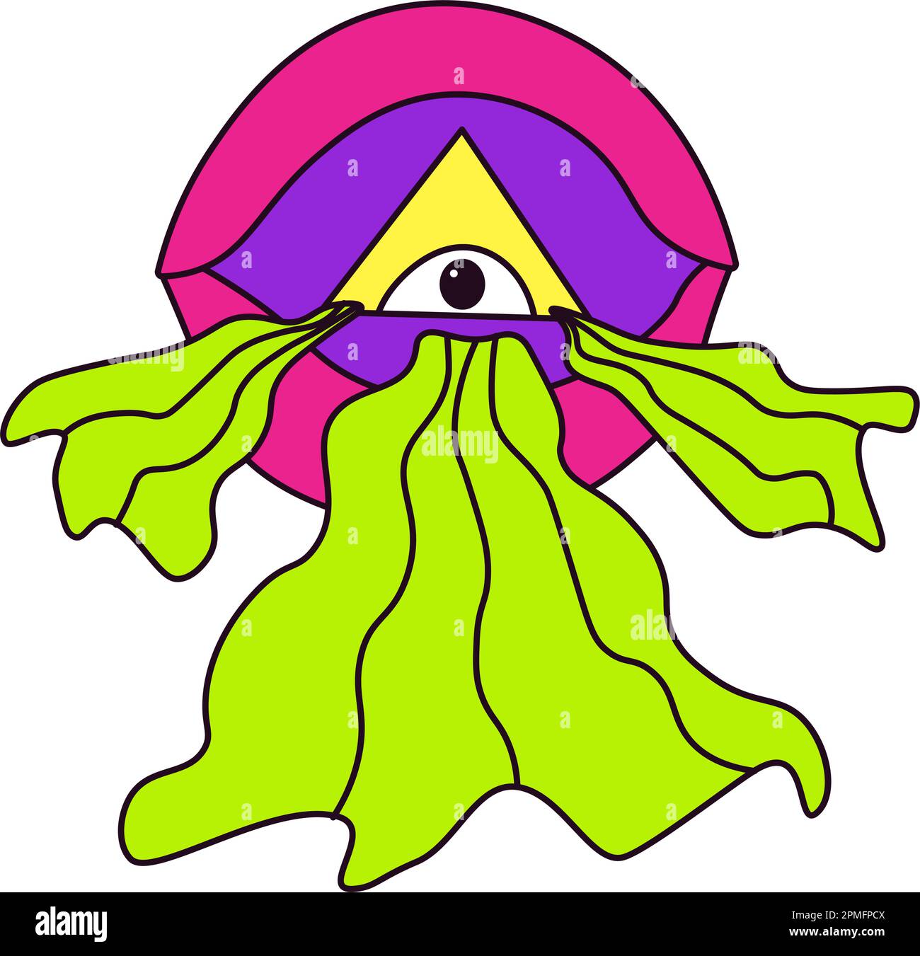 Abstract personage with eyes and ribbons, isolated doodle personage ...