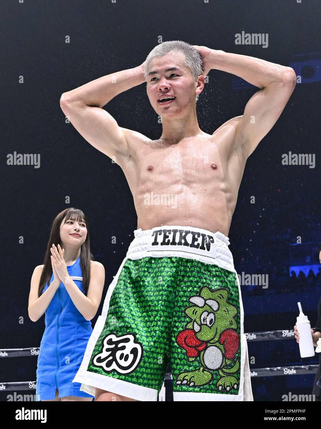Tenshin Nasukawa won his super-bantamweight boxing bout at Ariake Arena ...