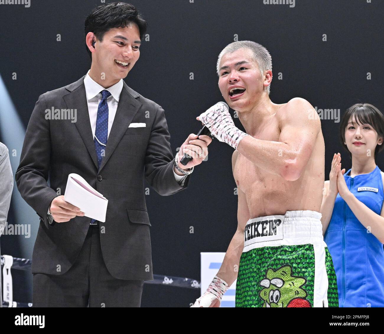 Tenshin Nasukawa won his super-bantamweight boxing bout at Ariake Arena ...