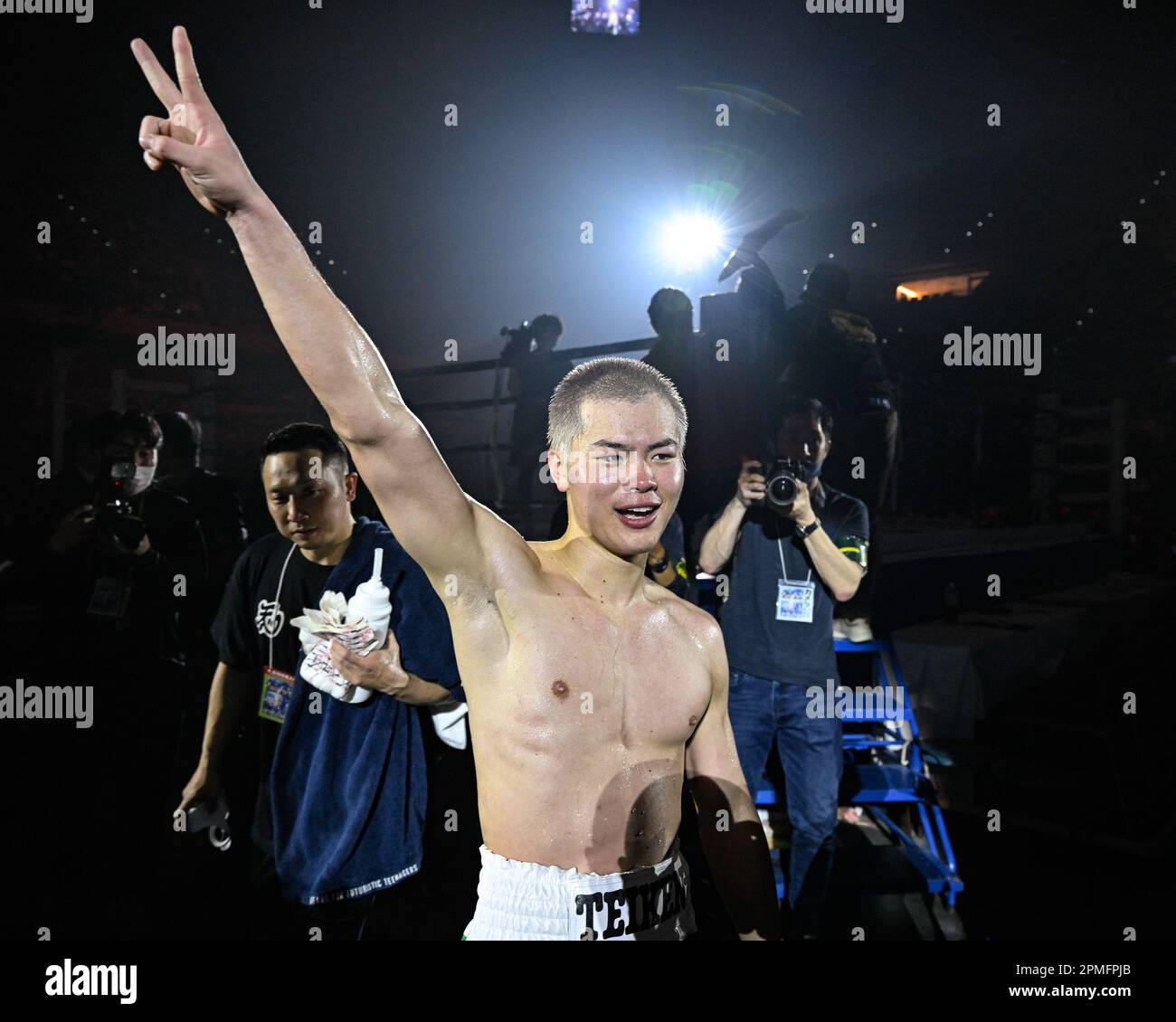 Tenshin Nasukawa won his super-bantamweight boxing bout at Ariake Arena ...