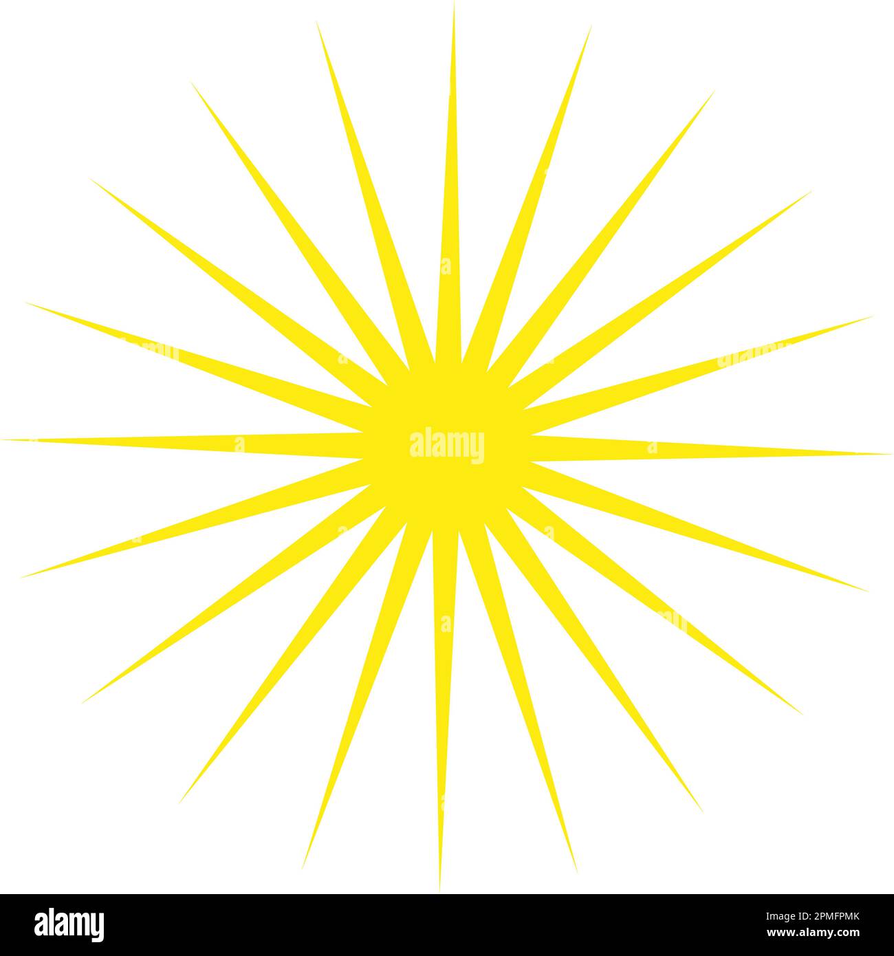 Yellow sun with rays on white background Stock Photo - Alamy