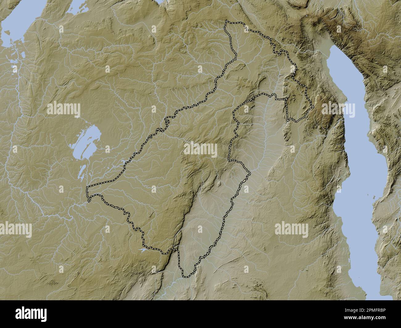Muchinga, province of Zambia. Elevation map colored in wiki style with ...
