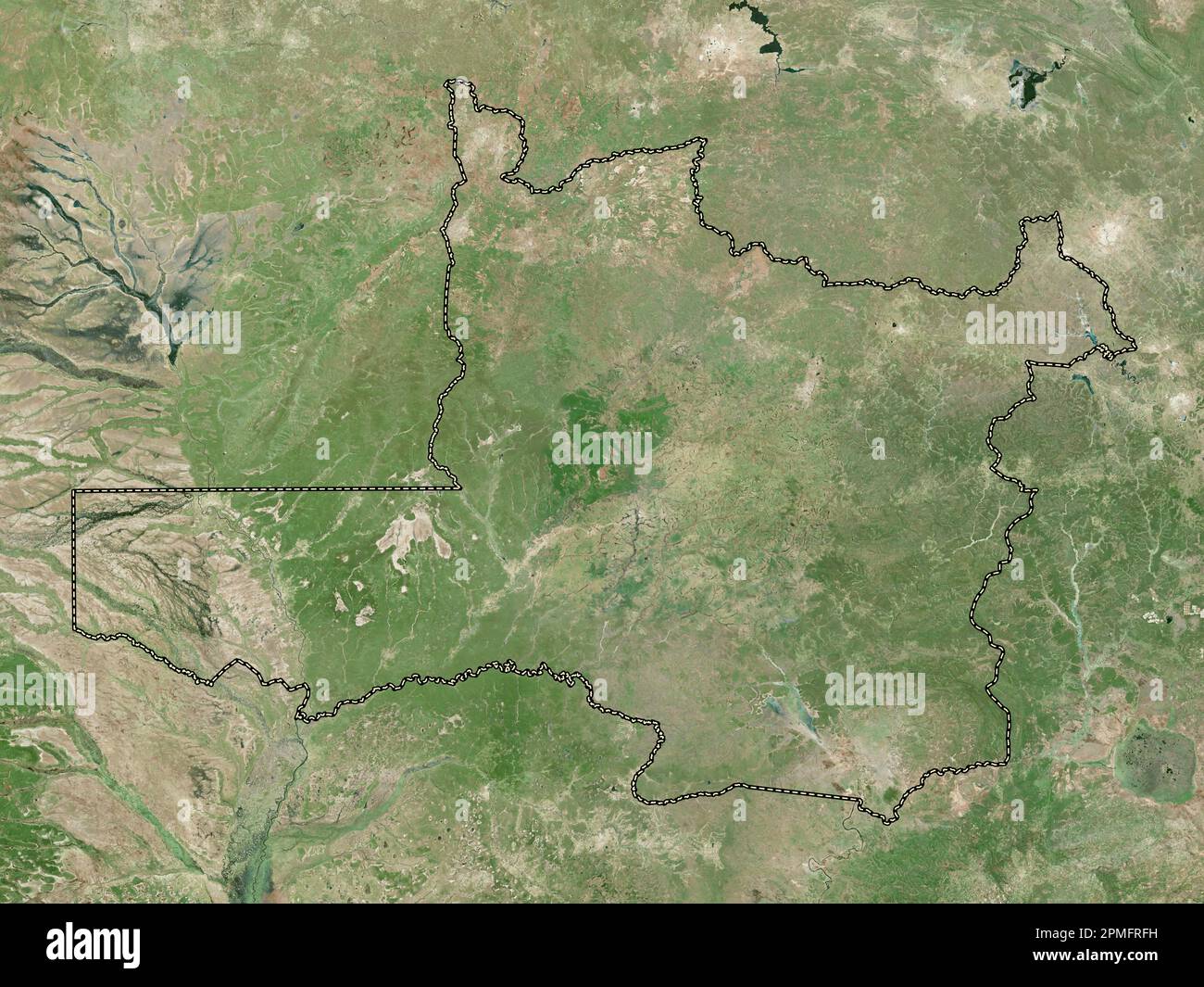 North-Western, province of Zambia. High resolution satellite map Stock ...