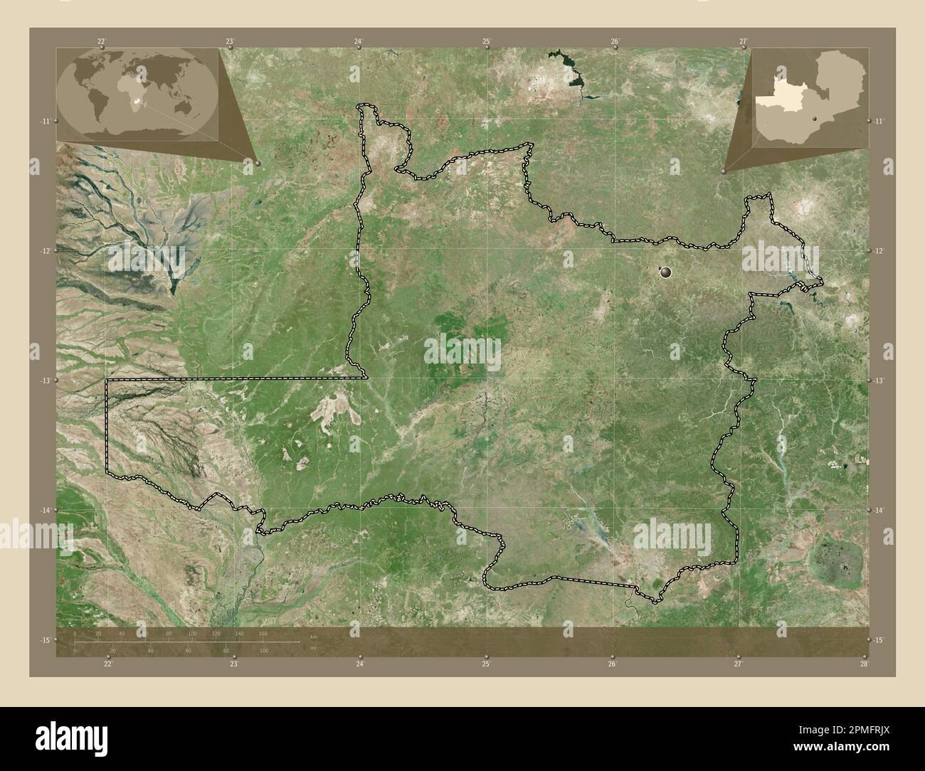 North-Western, province of Zambia. High resolution satellite map ...