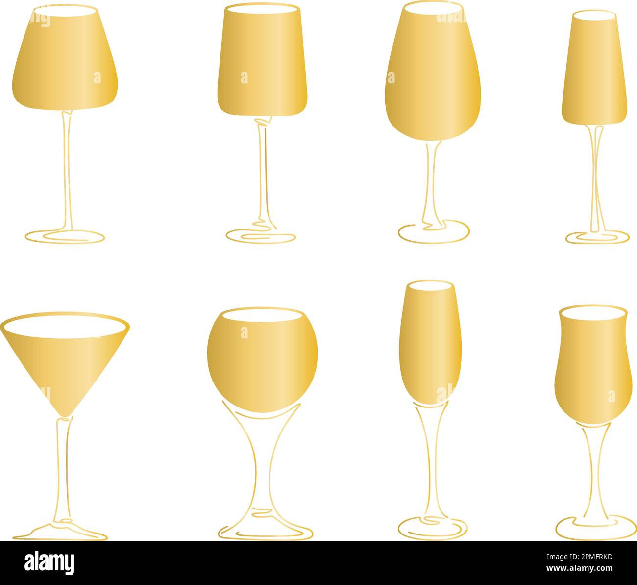 Set of golden wine glasses vector illustration Stock Vector Image & Art ...