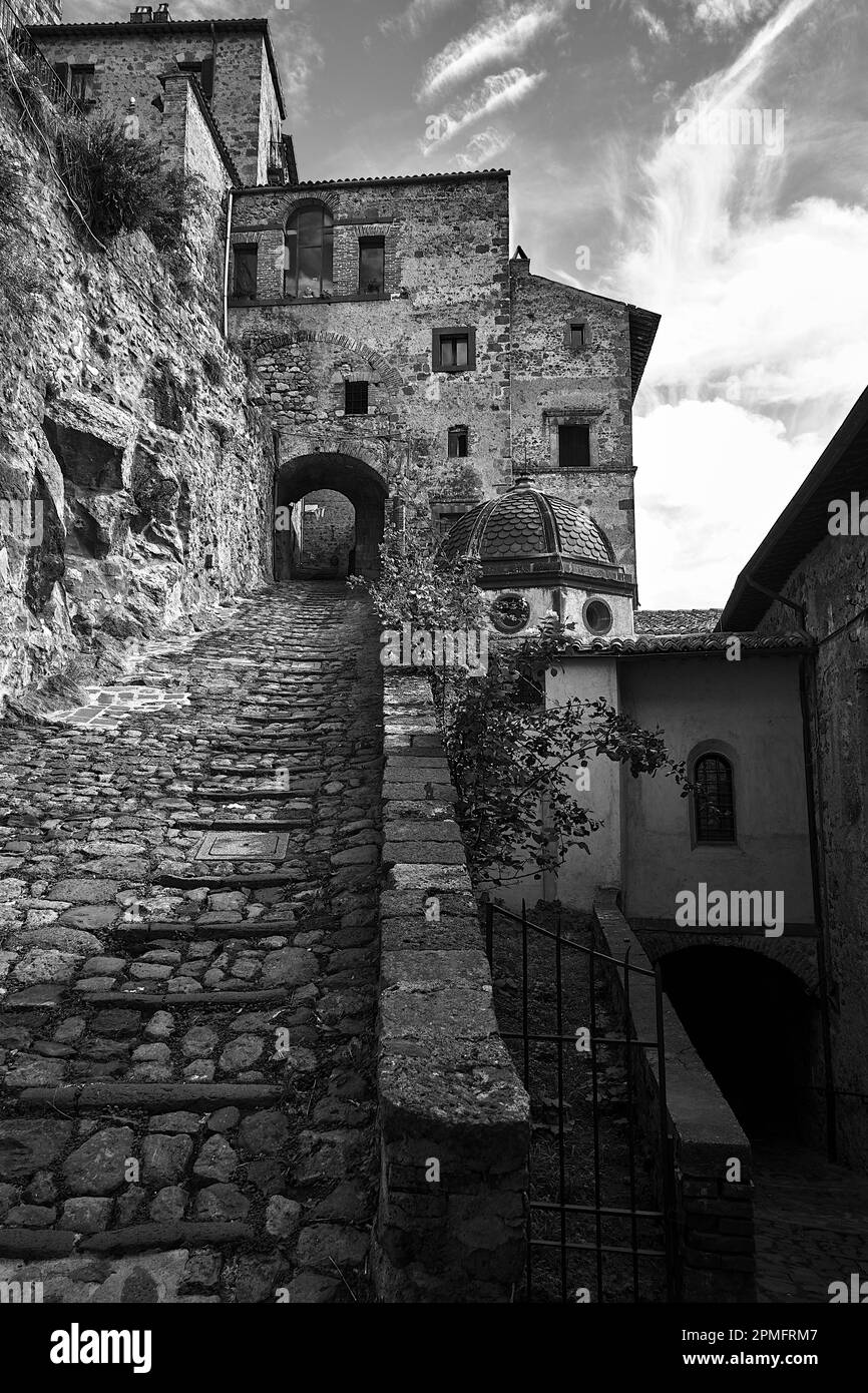 Stone gate with stone stairs Black and White Stock Photos & Images - Alamy