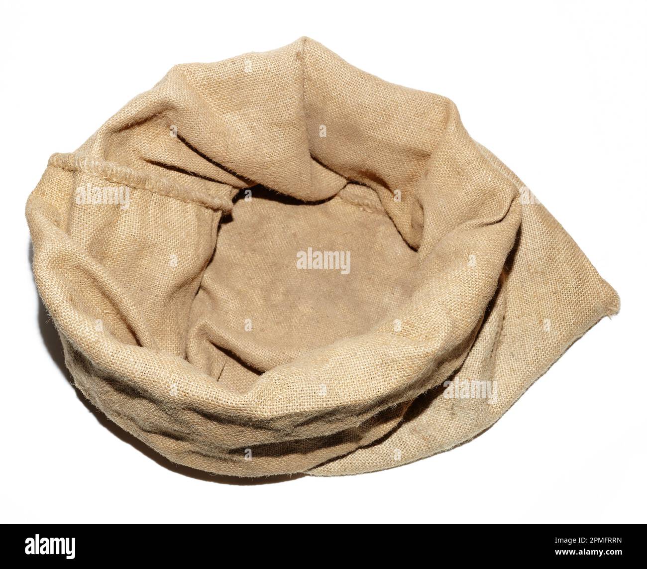 Empty burlap sack. Isolated on white background Stock Photo - Alamy