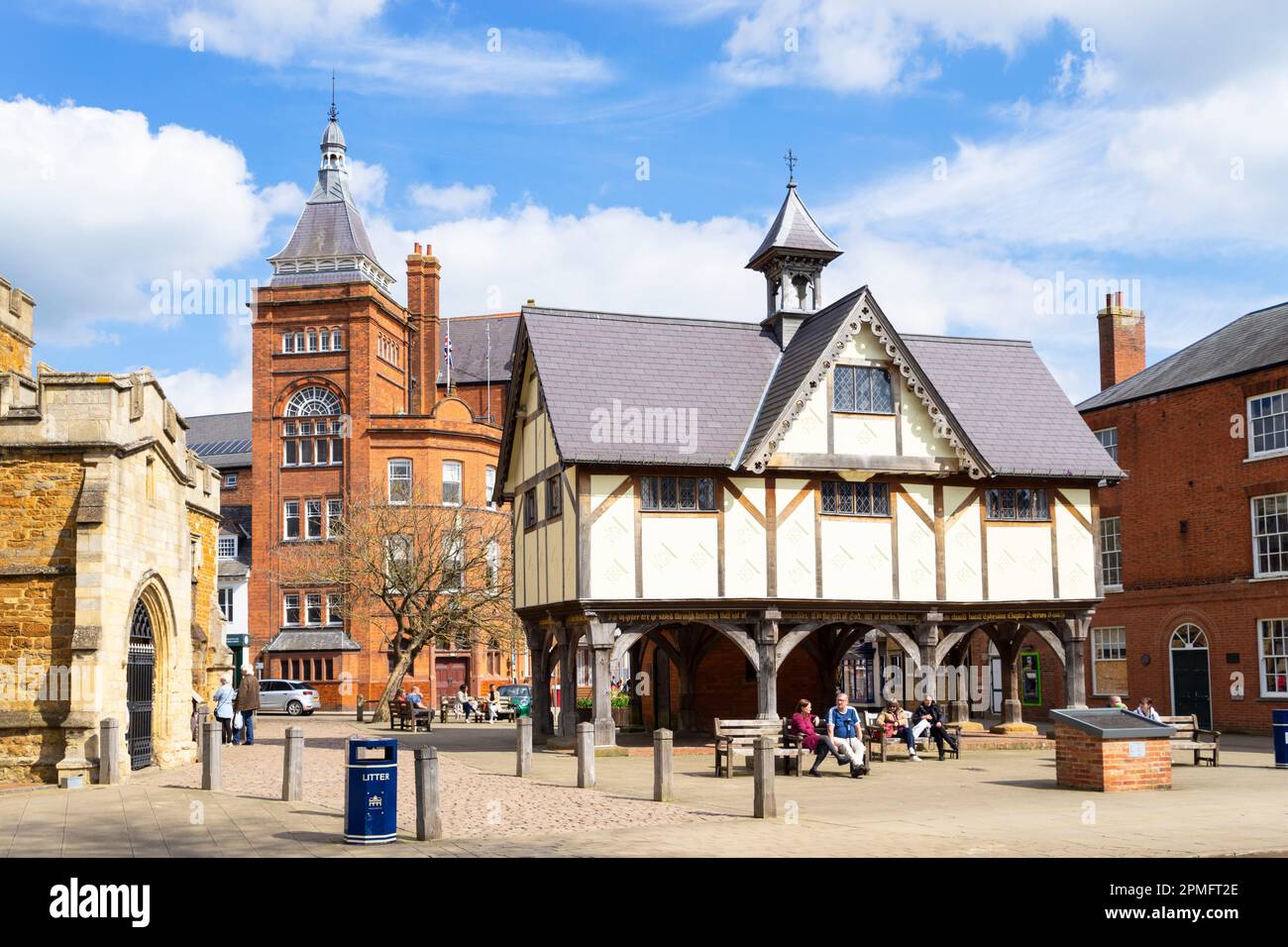 Historic shops high street market harborough leicestershire town hi-res ...
