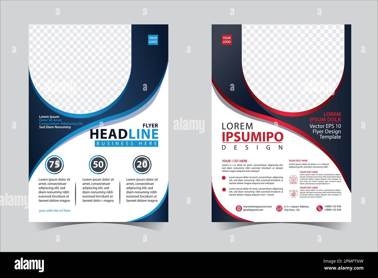 Blue and Red business annual report brochure flyer design template ...