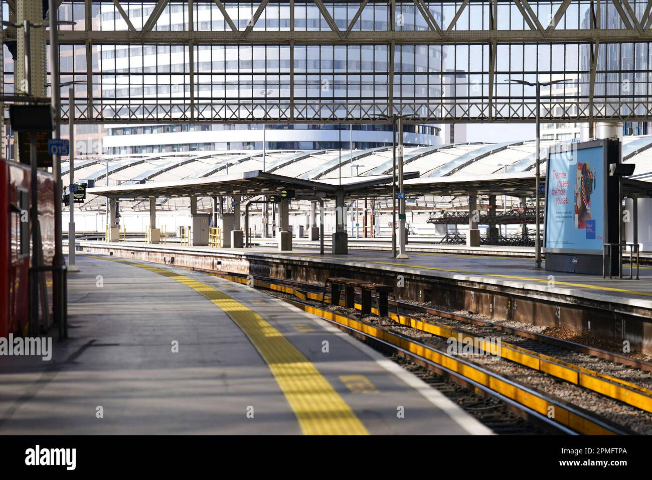 Empty platforms in London Waterloo station, London. South Western ...