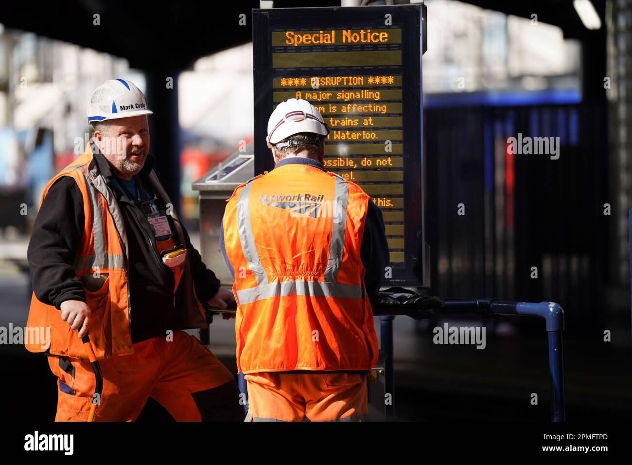 Network Rail engineers in London Waterloo station, London. South ...