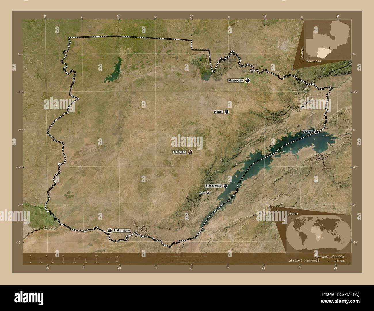 Zambia Map And Satellite Image