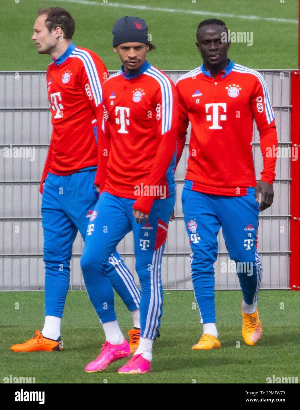 From left, Bayern Munich's Daley Blind, Leroy Sane and Sadio Mane ...