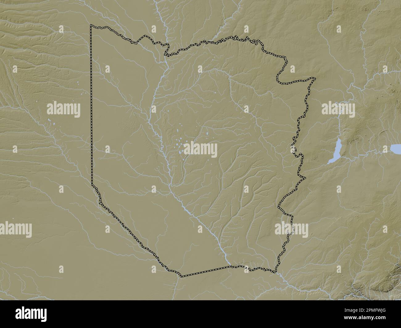 Western, region of Zambia. Elevation map colored in wiki style with ...