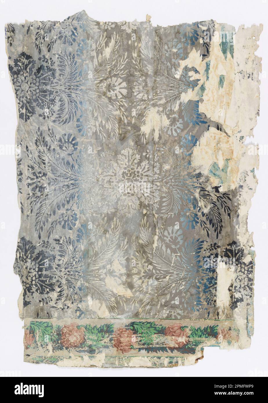 Sidewall And Border (possibly USA); block-printed on handmade paper; 83 ...