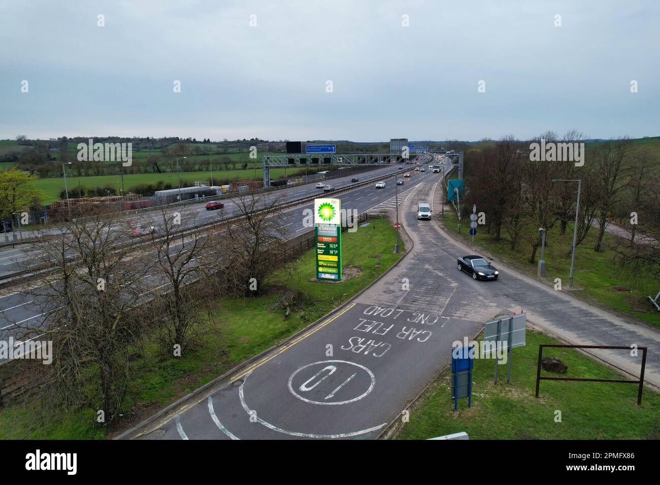 Aerial View of British Motorways and Highways with Traffic. The Footage ...