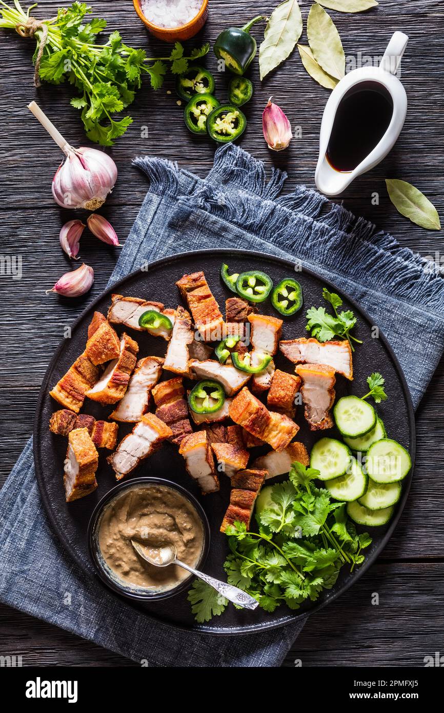 Lechon Kawali, filipino crispy fried pork belly with liver sauce ...