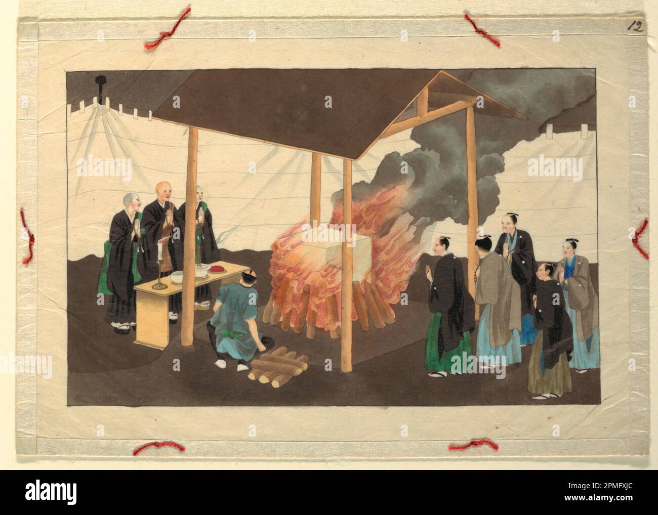 Drawing, One of Sixteen Scenes of the Death and Burial of a Man; japan ...