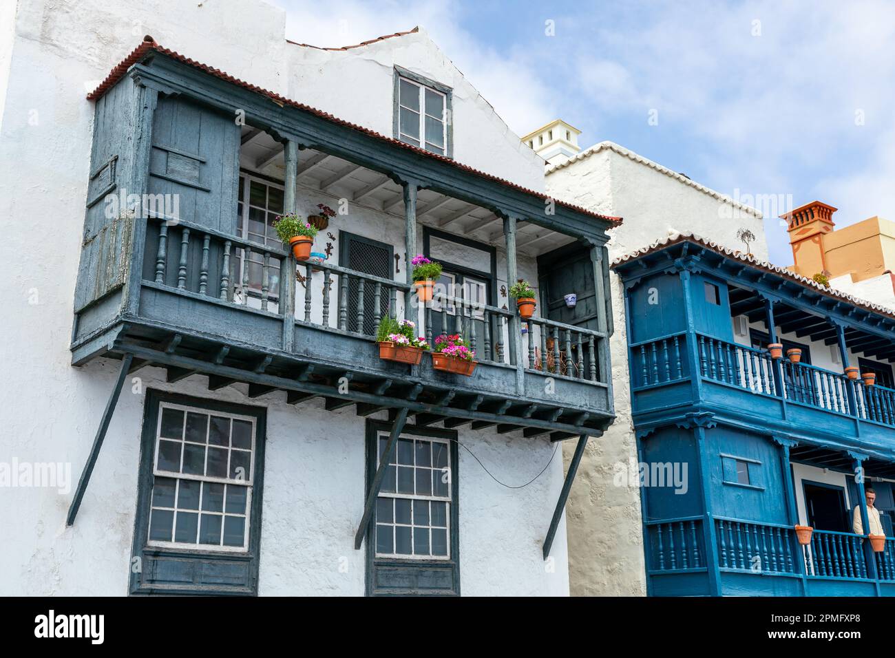 Traditional architecture at Santa Cruz - capital city of the island La ...