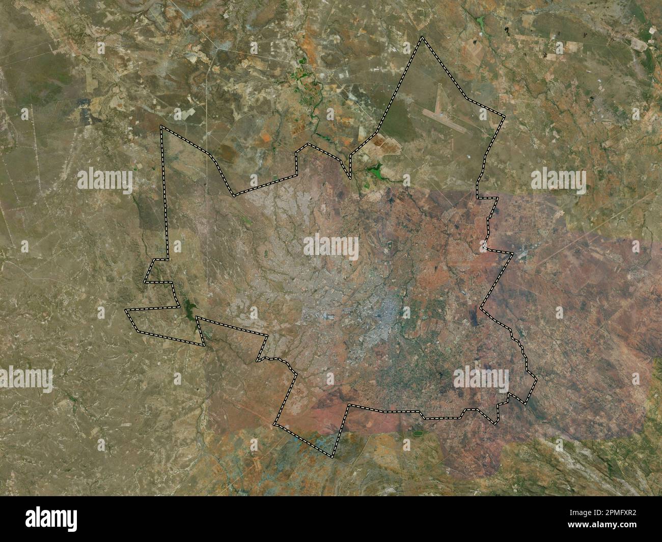 Bulawayo, city of Zimbabwe. High resolution satellite map Stock Photo ...
