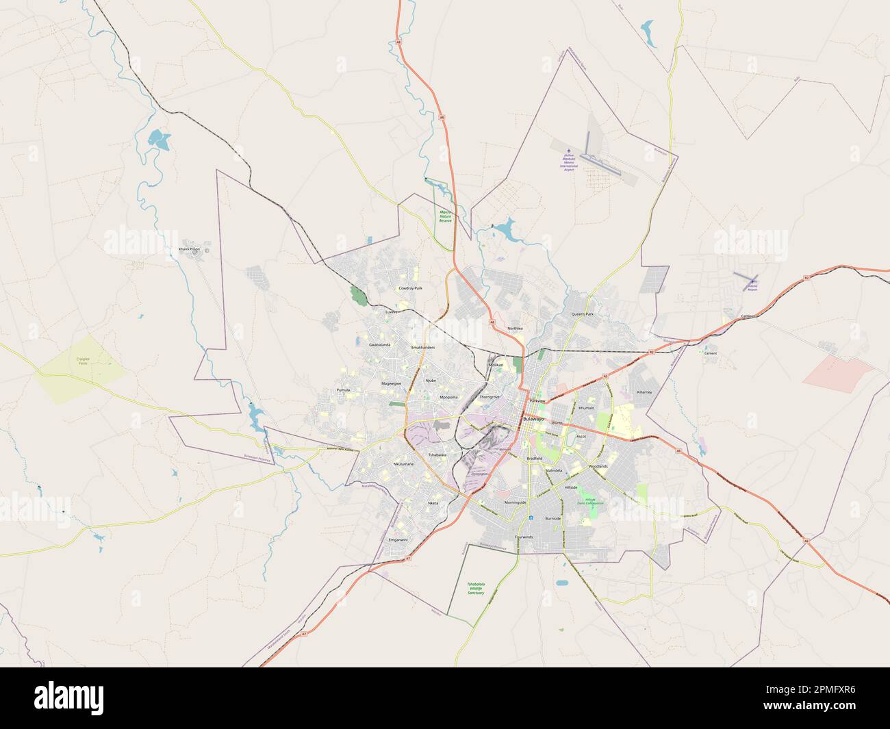 Bulawayo, city of Zimbabwe. Open Street Map Stock Photo - Alamy