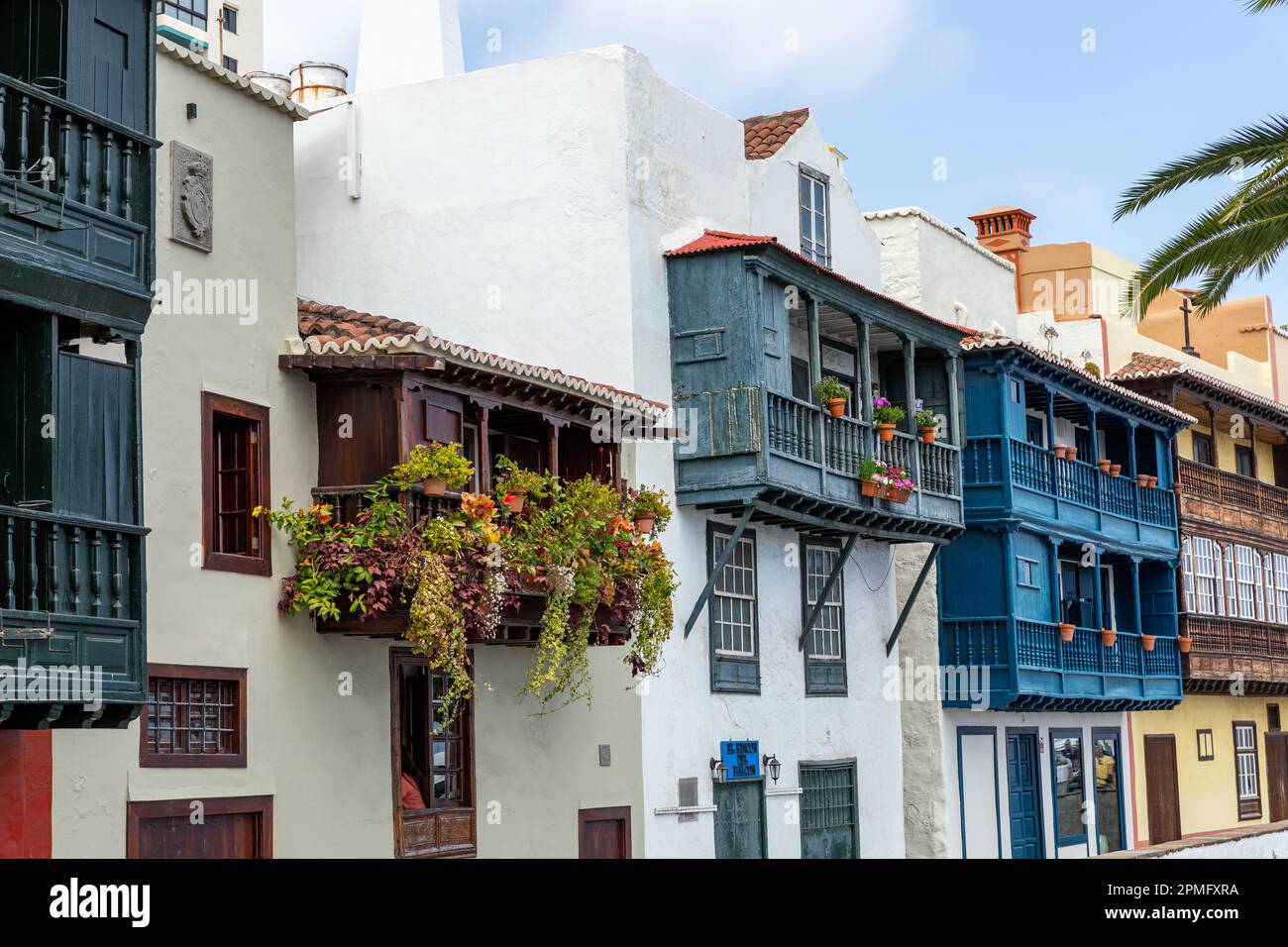 Traditional architecture at Santa Cruz - capital city of the island La ...